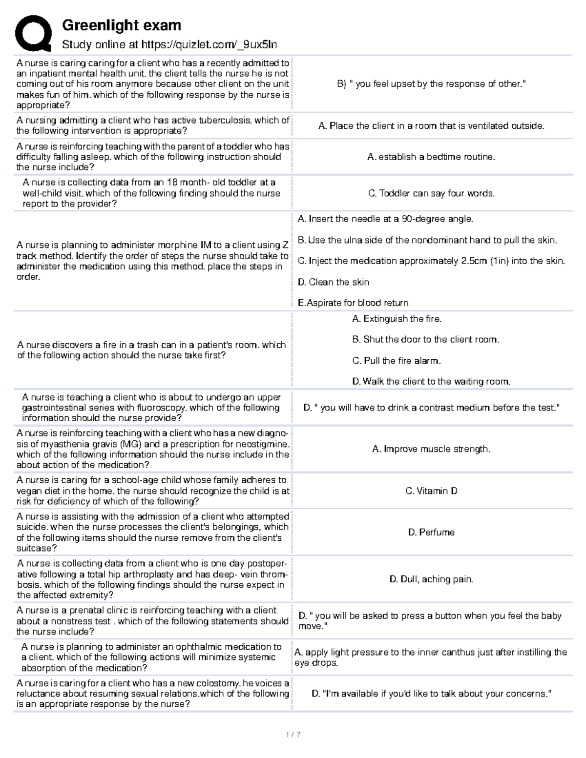 Green Light - Study online at quizlet/_9ux5ln A nurse is caring caring ...