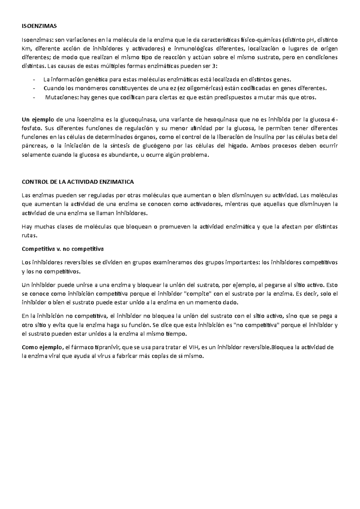 Isoenzimas - Resumen de isoenzzimas - ISOENZIMAS Isoenzimas: son ...