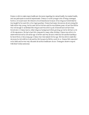 Healthcare Ethics Lecture Notes -Topic needs to answer a specific ...