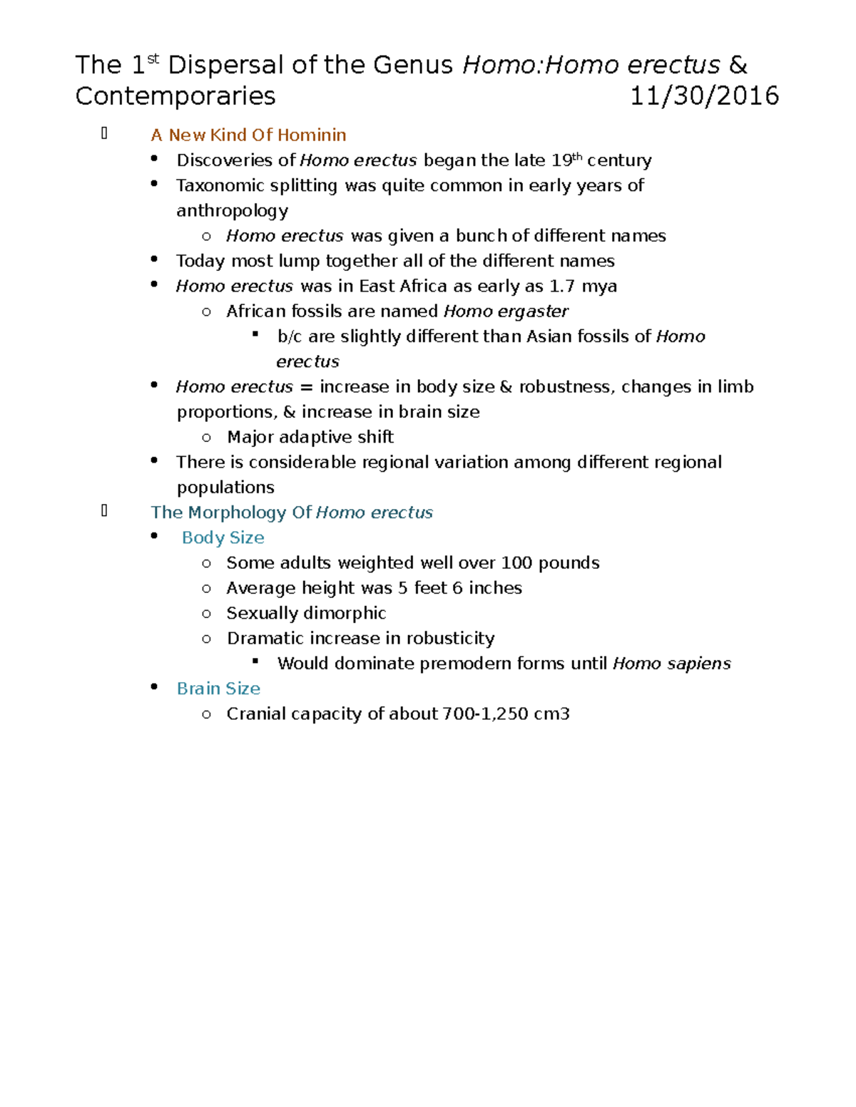 Ch9 - Combination of book outline & lecture notes - The 1st Dispersal ...