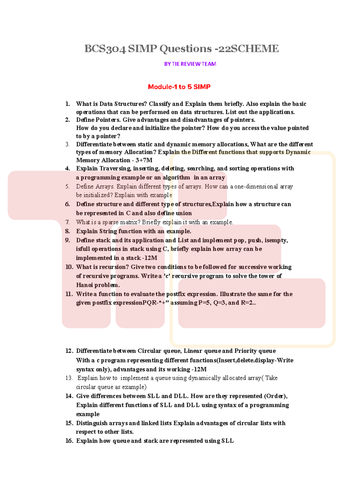 BCS304 super important -22 Scheme (1) - BCS304 SIMP Questions -22SCHEME ...