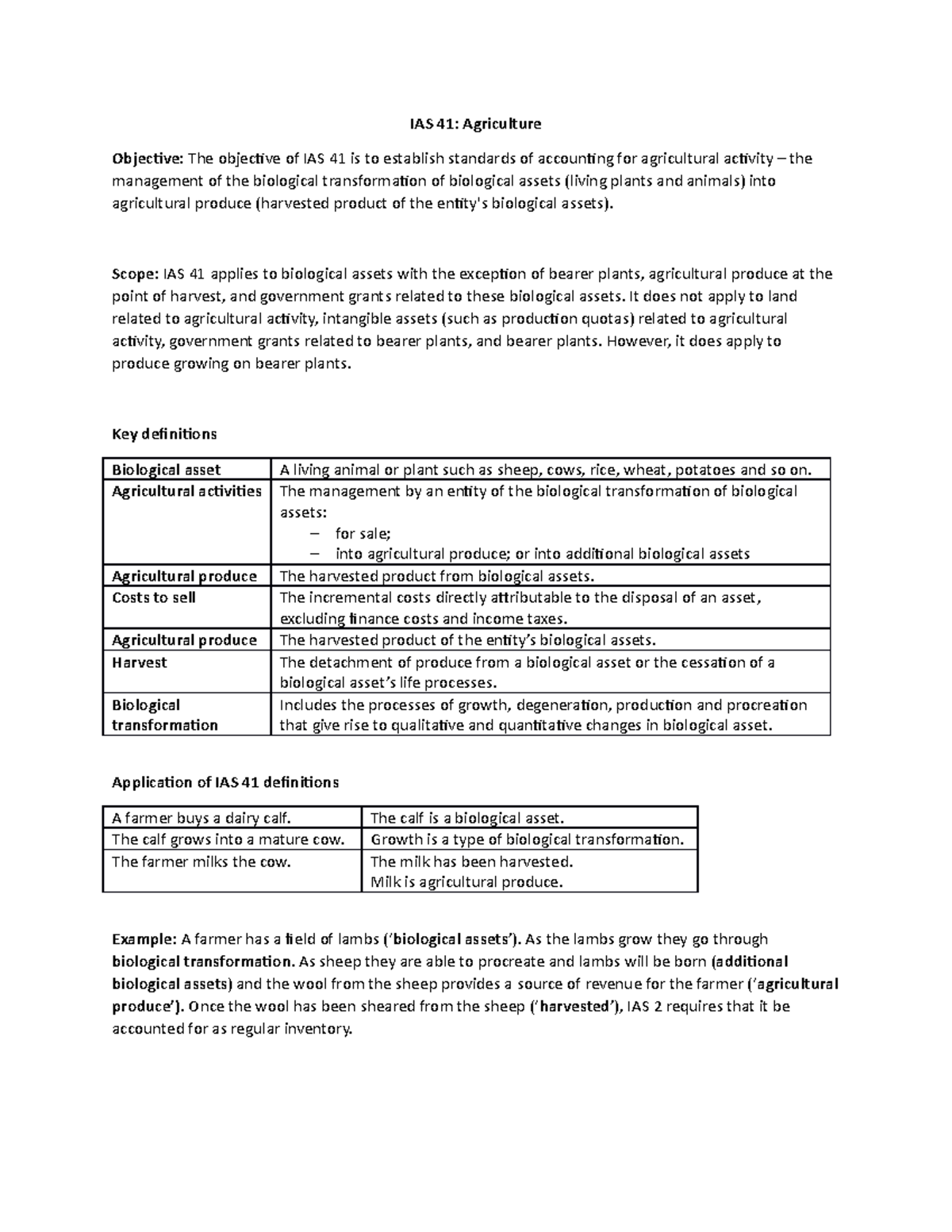 IAS 41 IAS 41 Agriculture Objective The Objective Of IAS 41 Is To