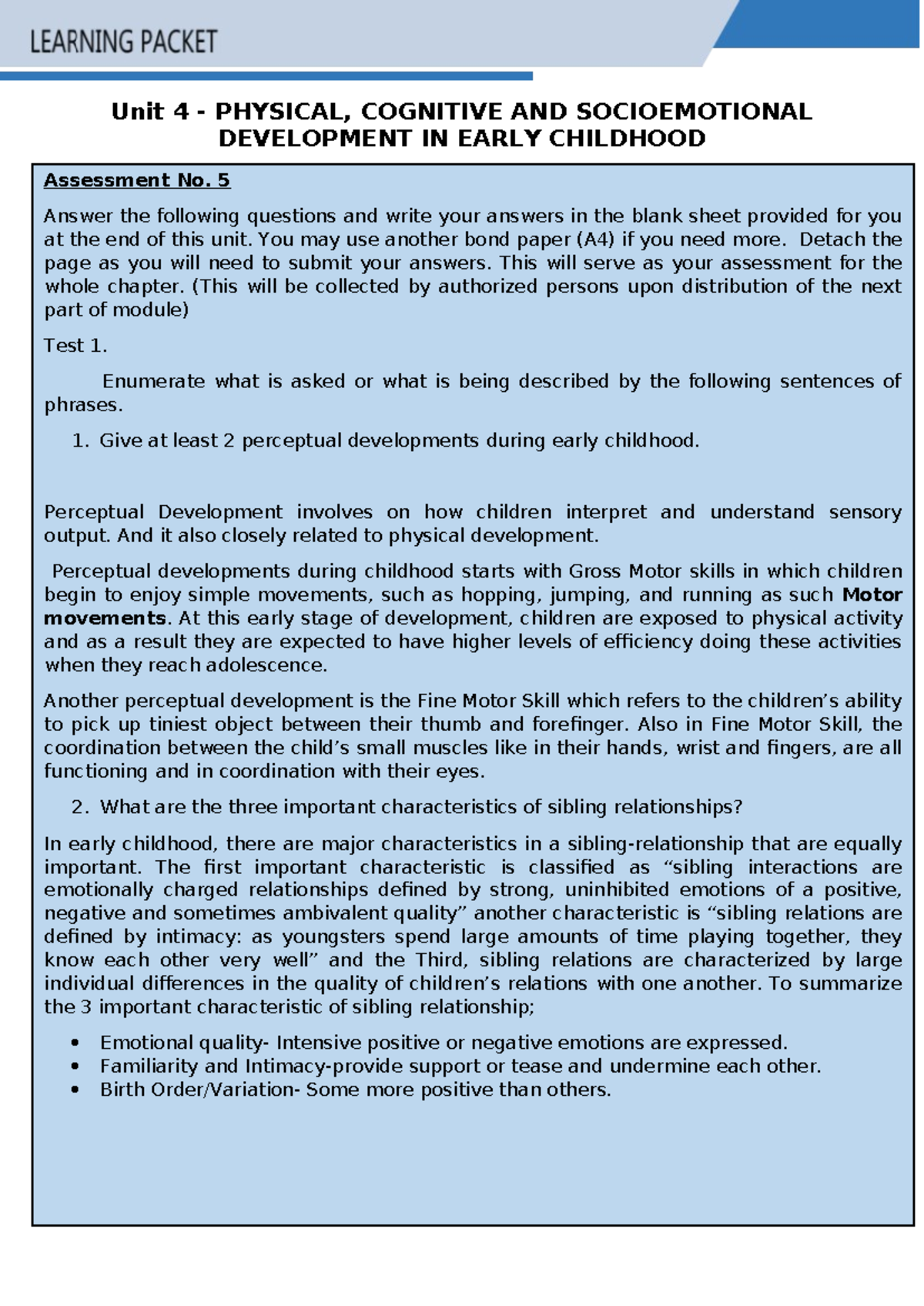 Dev-Psych-LP3 (Assessment 5) - | Developmental Psychology 3 1 Unit 4 ...