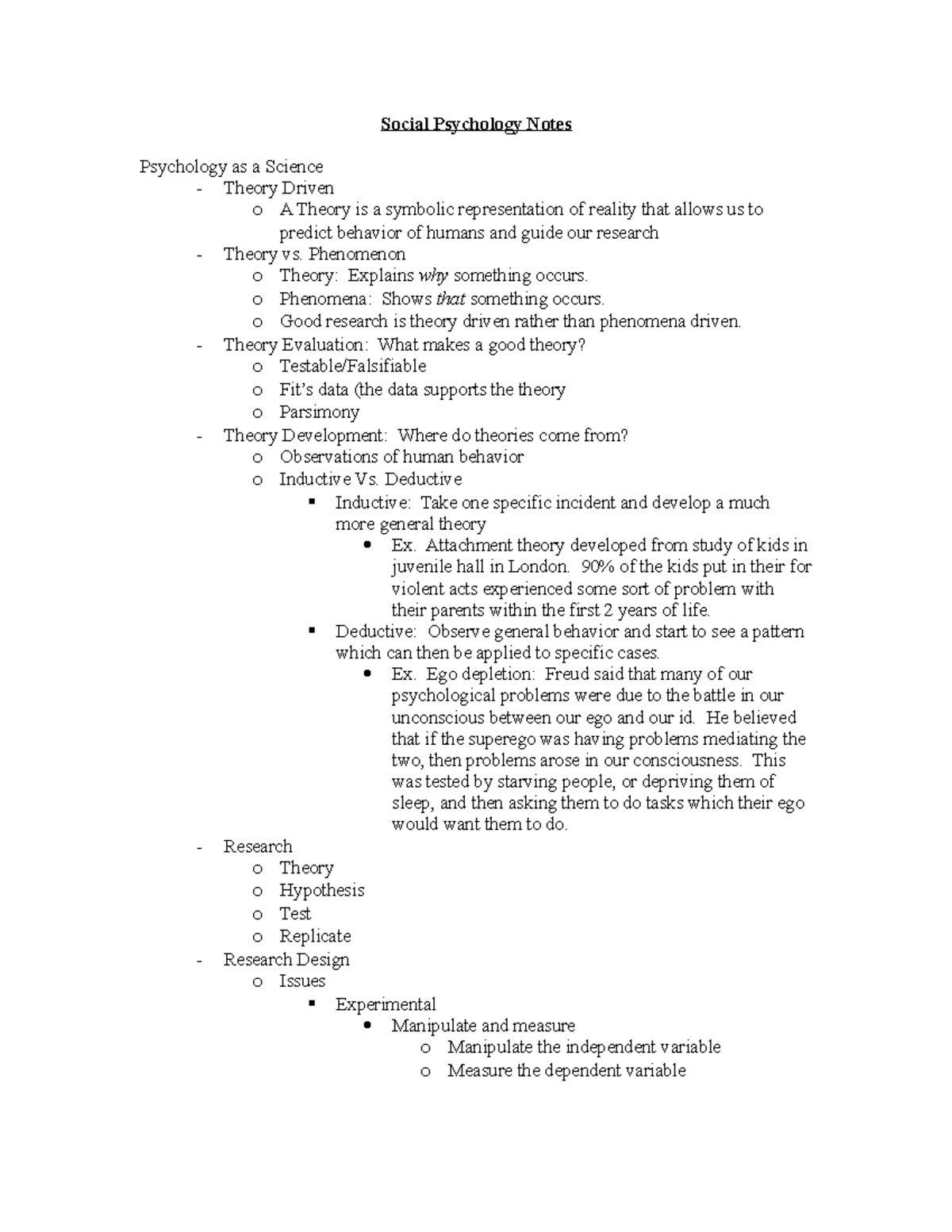 Social psych total notes 1 - Social Psychology Notes Psychology as a ...