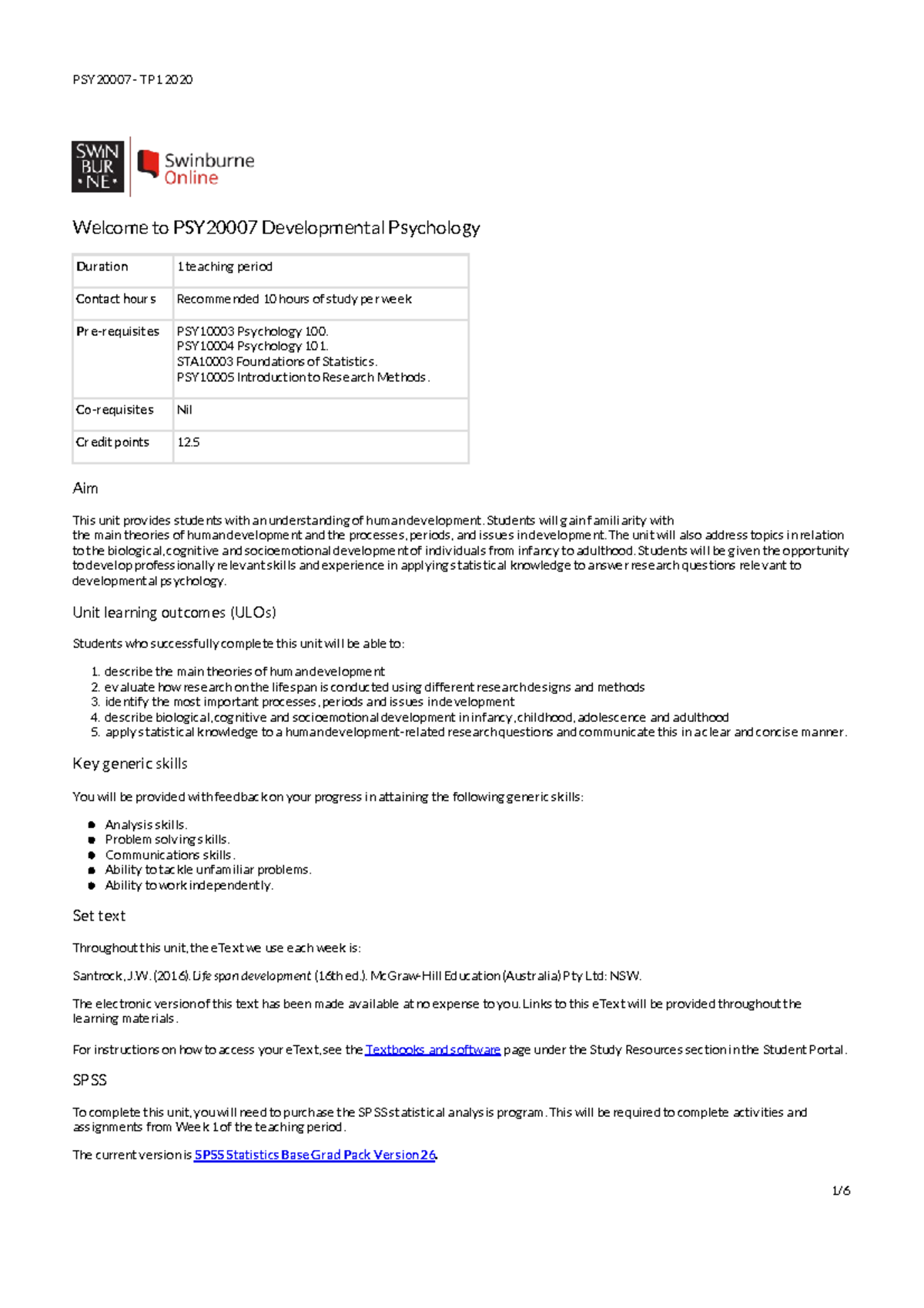 PSY2000 7 TP1 2020 sol - Developmental Psychology Unit Preview ...