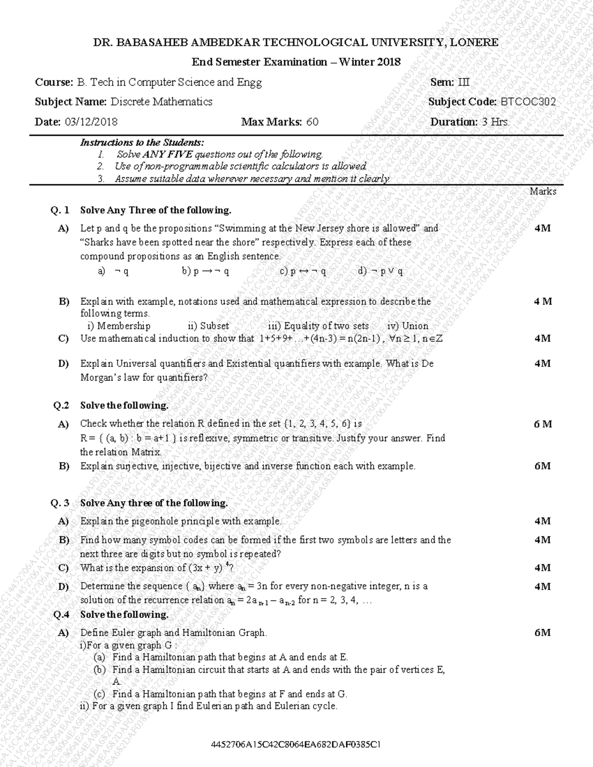 DM dec-2018 - Question paper - DR. BABASAHEB AMBEDKAR TECHNOLOGICAL ...