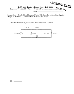 Exam 2 - Exam Practice - ECE 3041 - Studocu