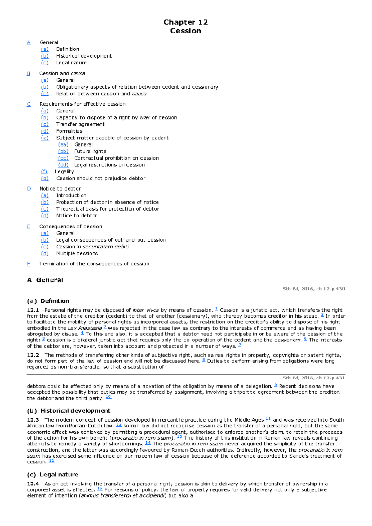 Contract General Principles - Chapter 12 - Cession - Chapter 12 Cession ...