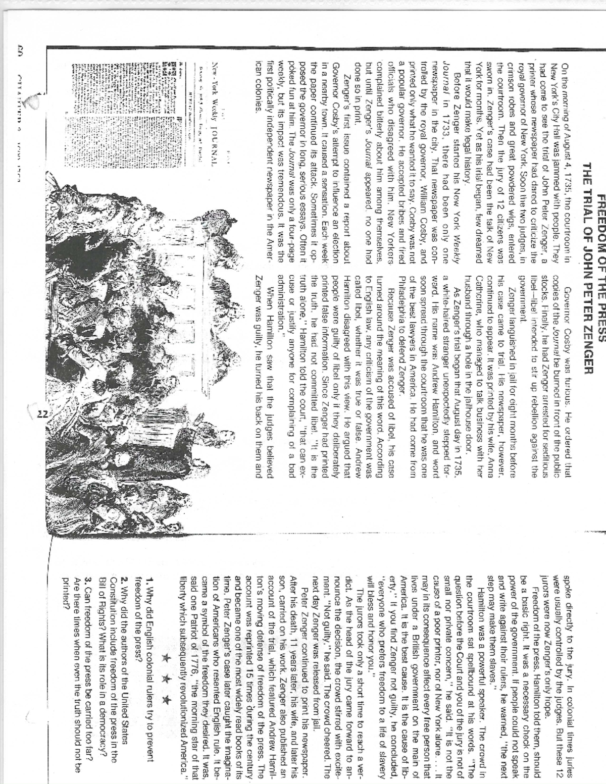 Zenger Trial - None - FREEDOM OF THE PRESS THE TRIAL OF JOHN PETER ...