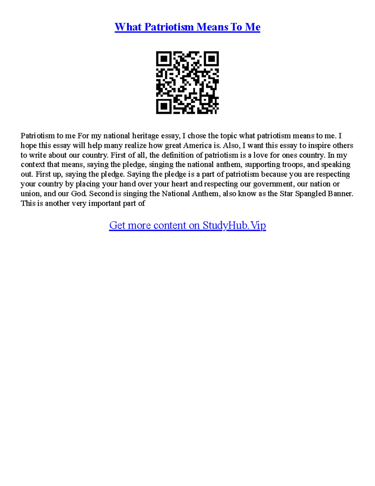 What Is Patriotism Essay - What Patriotism Means To Me Patriotism to me ...