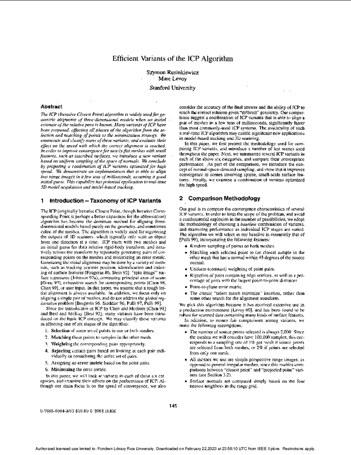 Efficient Variants Of The Icp Algorithm Efficient Variants Zyxwvof