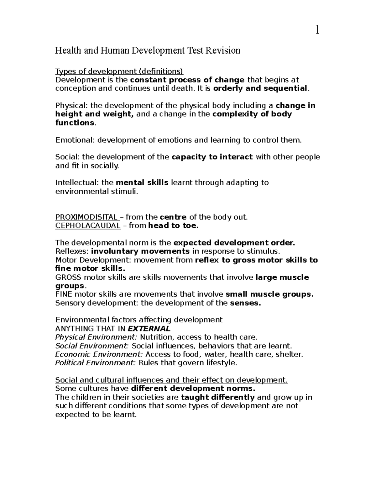 HHD Unit 1 Summary - HHD summaries and notes for unit 1 andbeyond ...