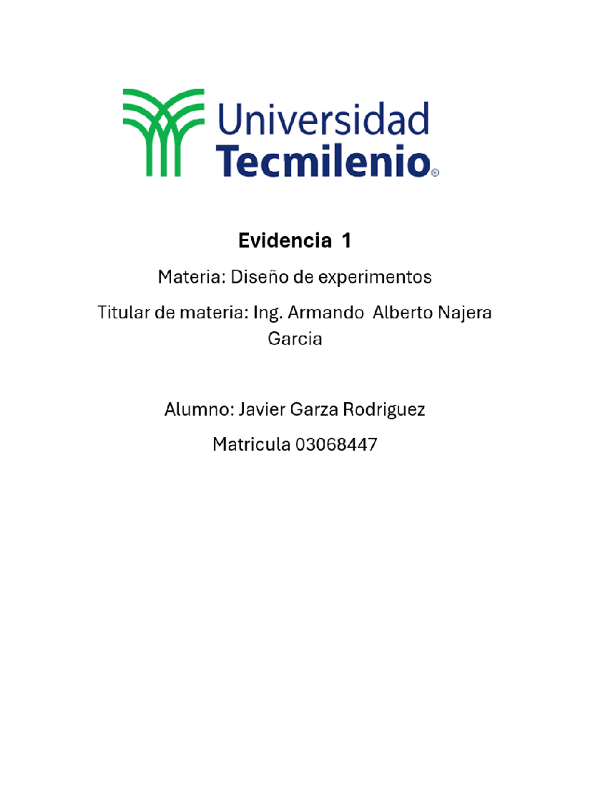 Evidencia 1 de diseño de experimentos - Studocu