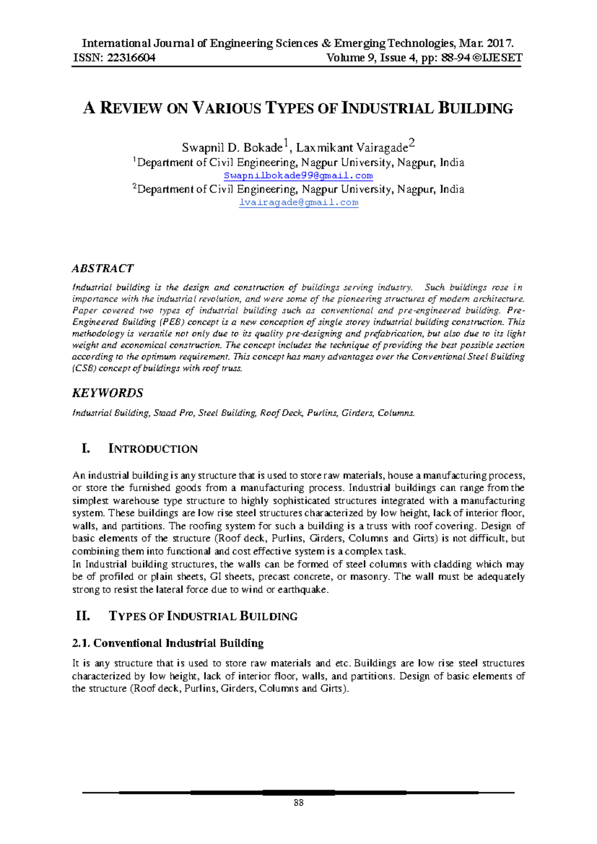 Types of Industrial Building - Additional Notes - ISSN: 22316604 Volume ...