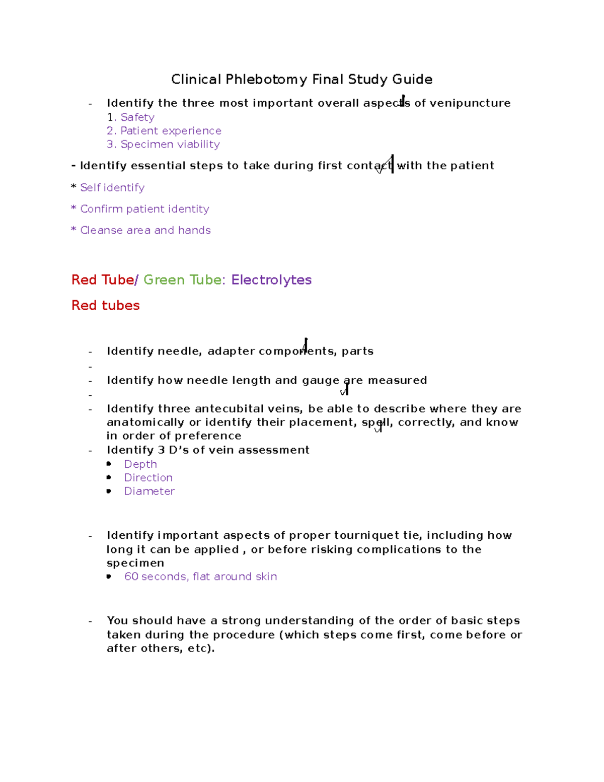 Clinical Phlebotomy Final Study Guide - Clinical Phlebotomy Final Study ...