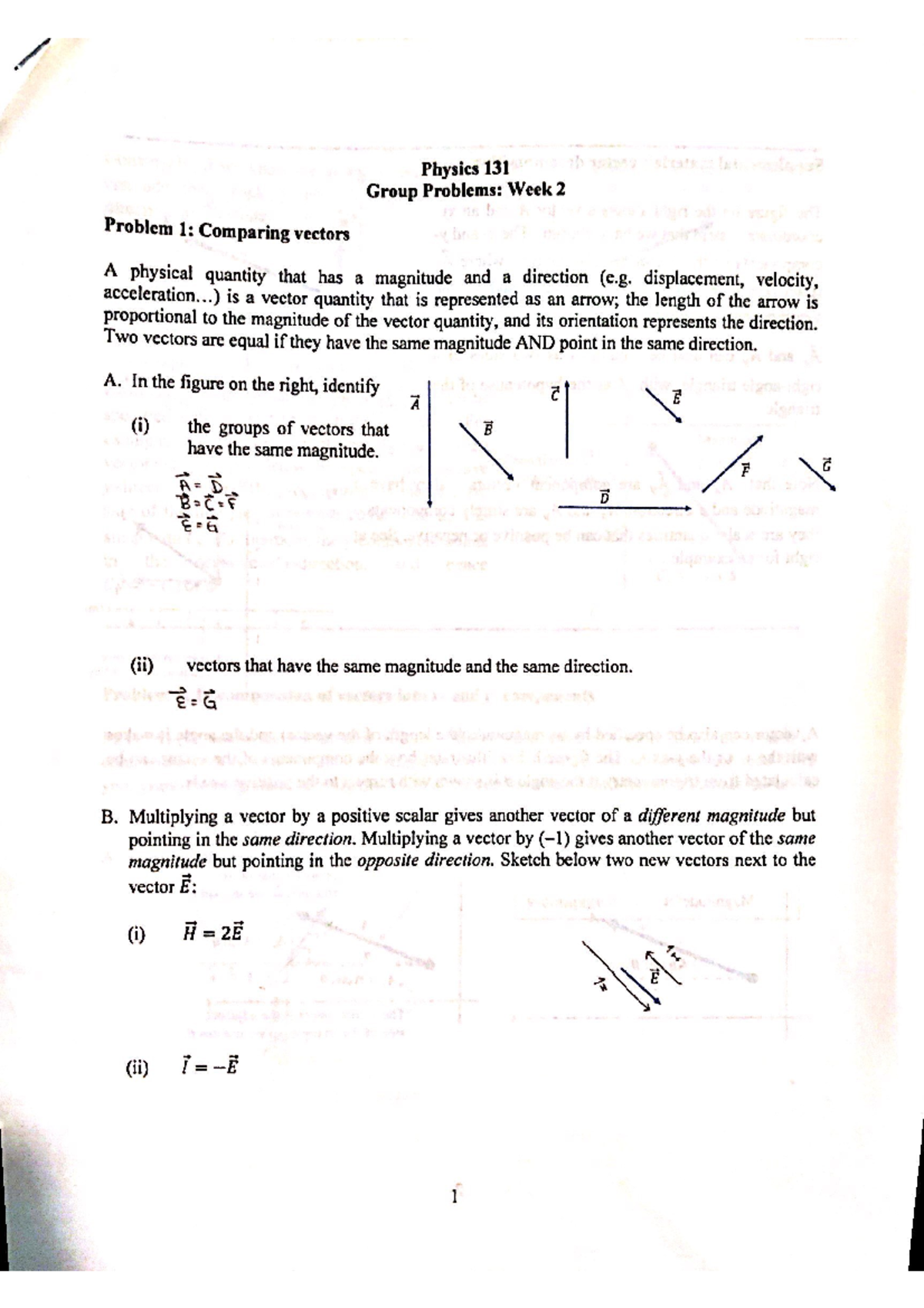 Group Problems 2 2019 0905205238 - Physics 131 Group Problems: Week 2 ...