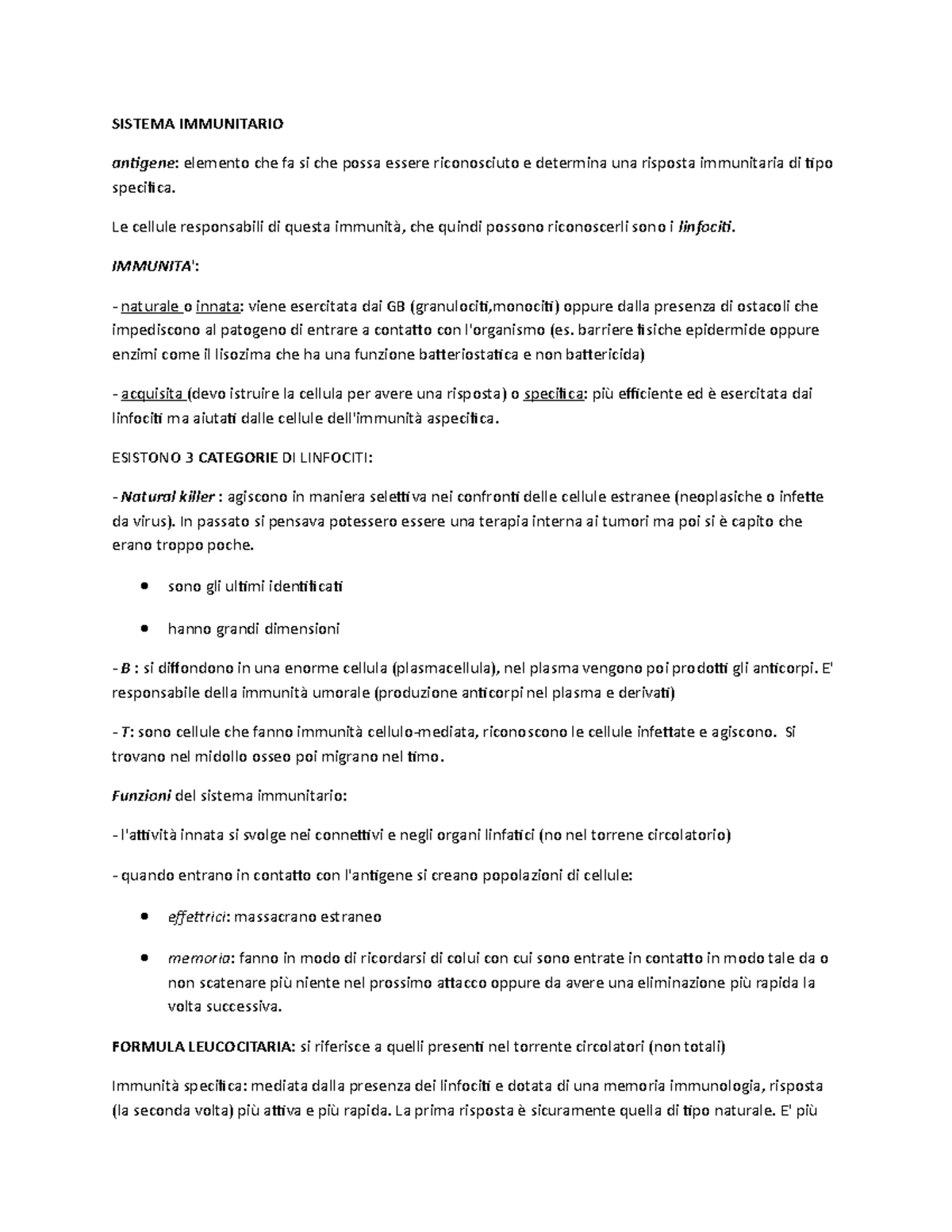 Sistema immuntario - Riassunto Istologia - Warning: TT: undefined function: 32 SISTEMA ...
