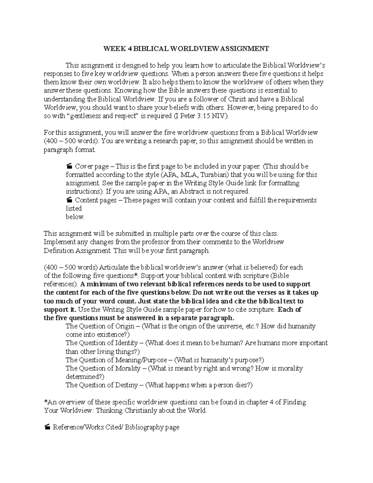 Instructions for Week 4 Research Paper Assignment-Answering the Five ...