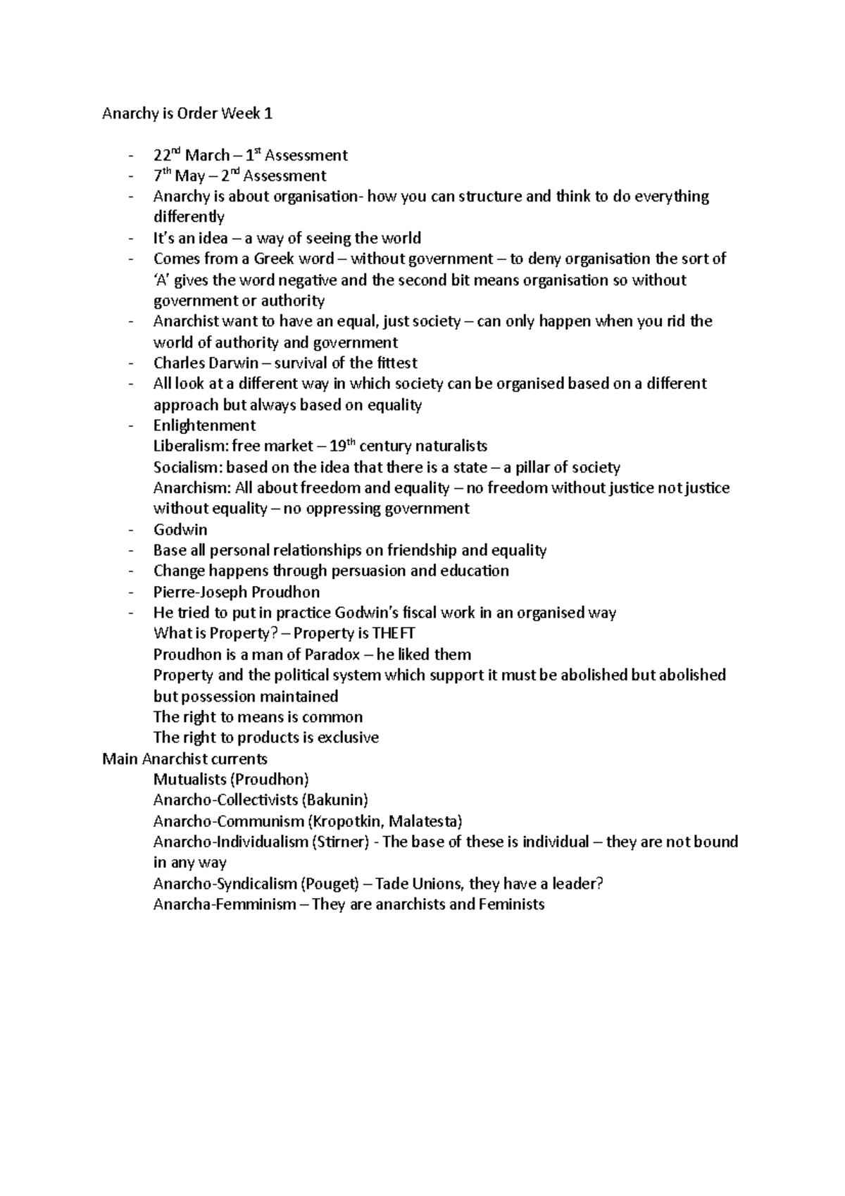 Anarchy is Order Week 1 - Lecture notes 1 - Anarchy is Order Week 1 22 ...