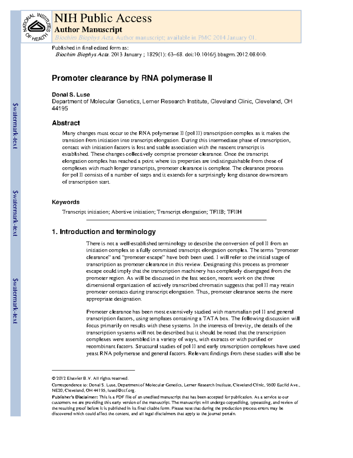 Promoter clearance by RNA pol II - Promoter clearance by RNA polymerase ...
