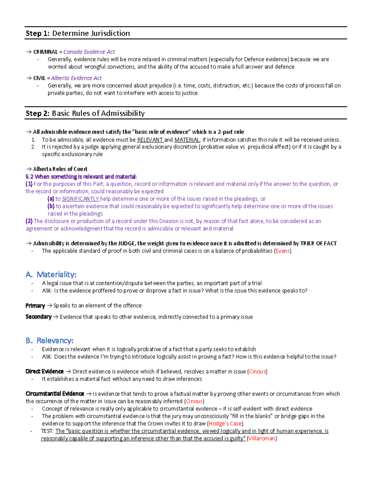 Michelle- Evidence-Framework - Step 1: Determine Jurisdiction à ...