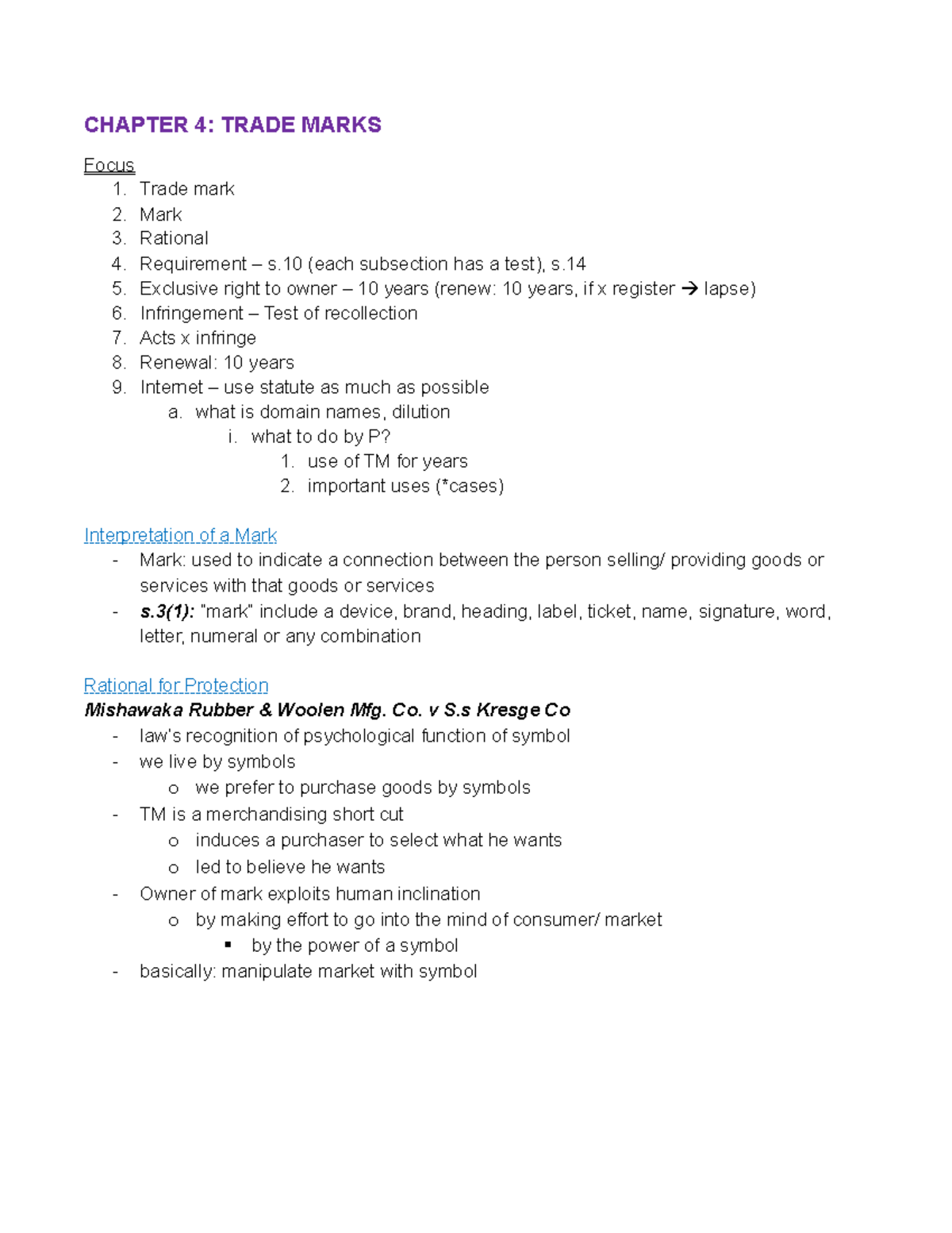 4. Trade Marks - CHAPTER 4: TRADE MARKS Focus 1. Trade mark 2. Mark 3 ...