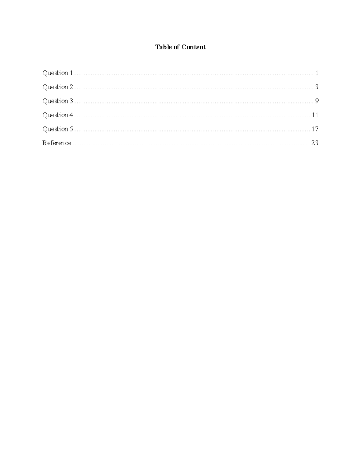 GIS Assignment - Table of Content Question - Studocu
