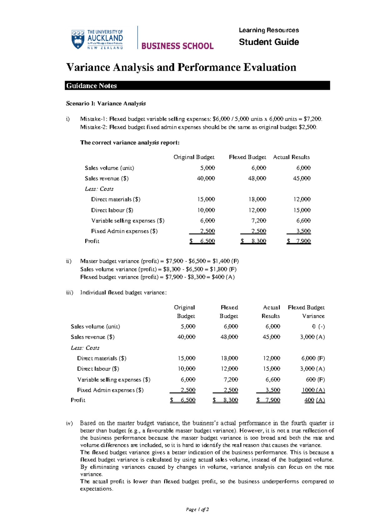 Module 11 - Variance Analysis and Performance Evaluation - Student ...