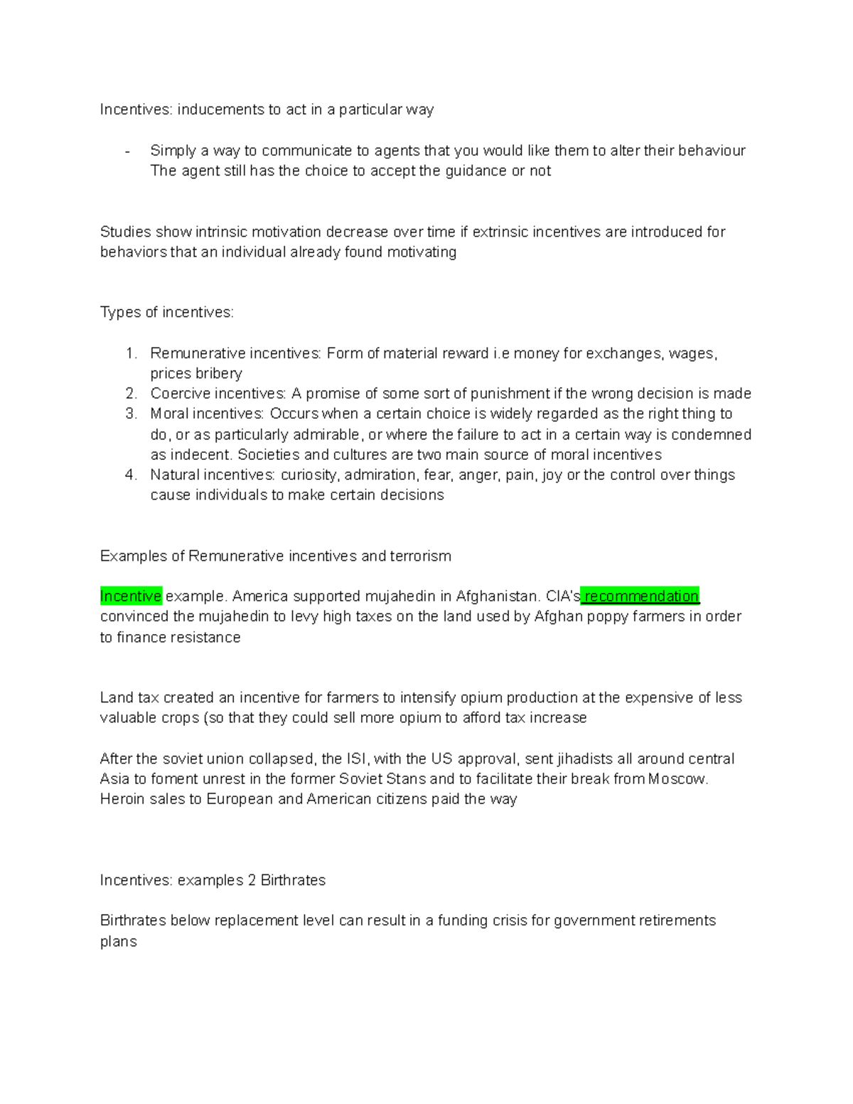 Chapter 1 - Incentives: inducements to act in a particular way - Simply ...