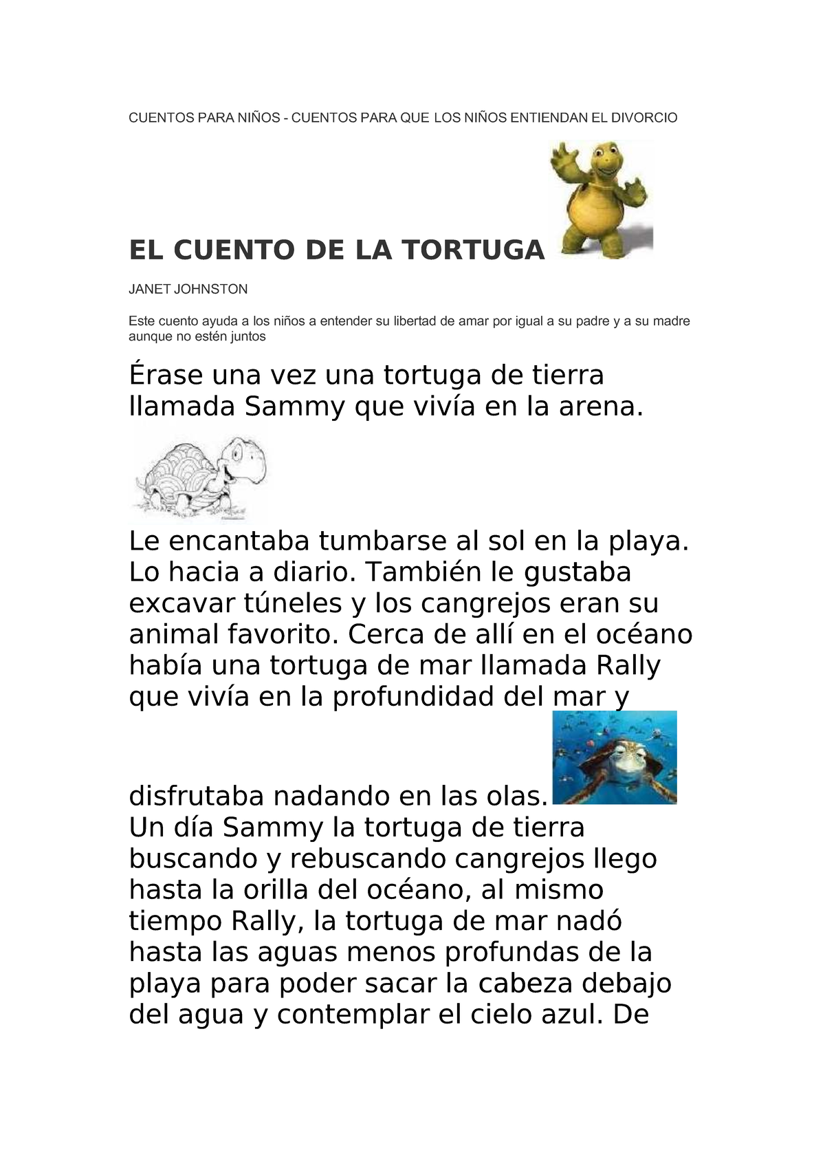 Cuento de la tortuga janet johnston - CUENTOS PARA NIÑOS - CUENTOS PARA ...
