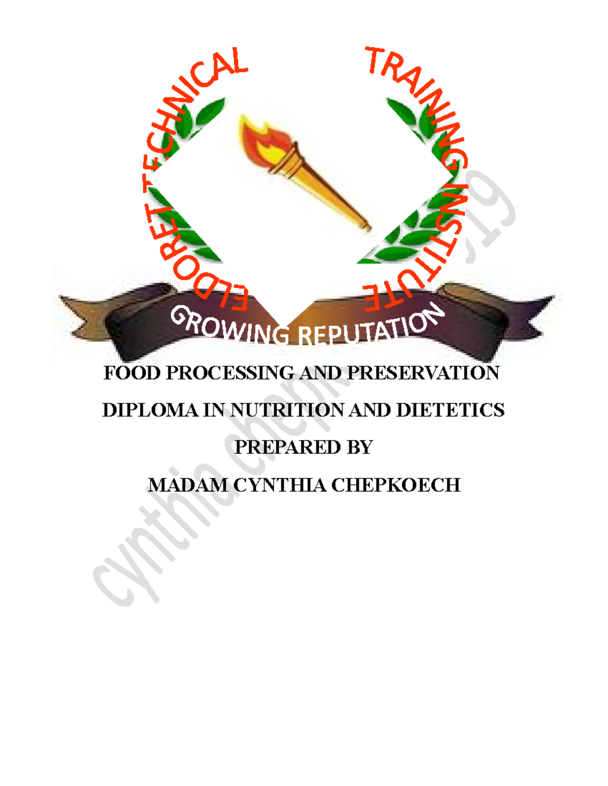 Demonstration techniques - FOOD PROCESSING AND PRESERVATION DIPLOMA IN ...