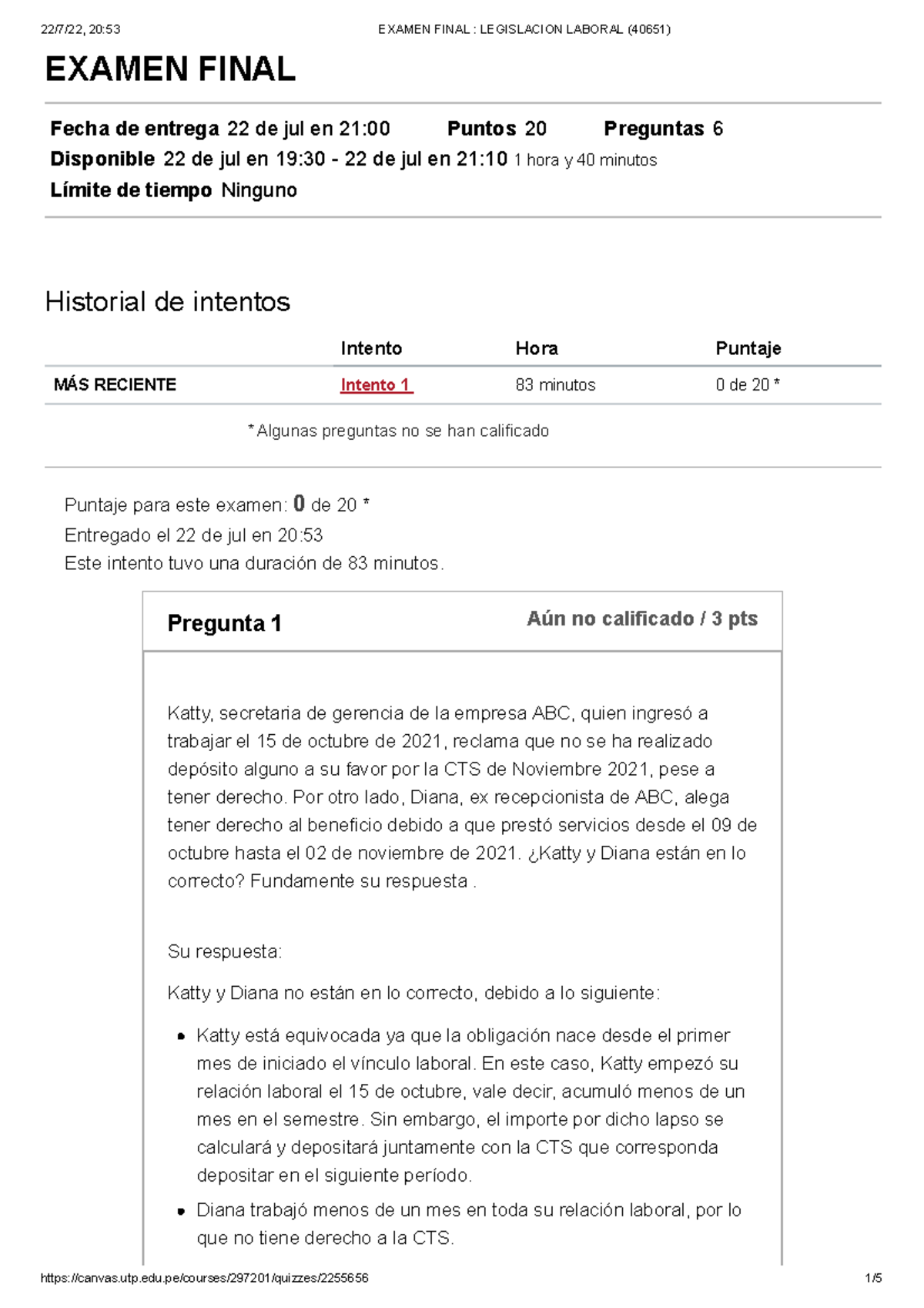 Examen Final Legislacion Laboral (40651) - * Algunas preguntas no se han calificado EXAMEN FINAL ...