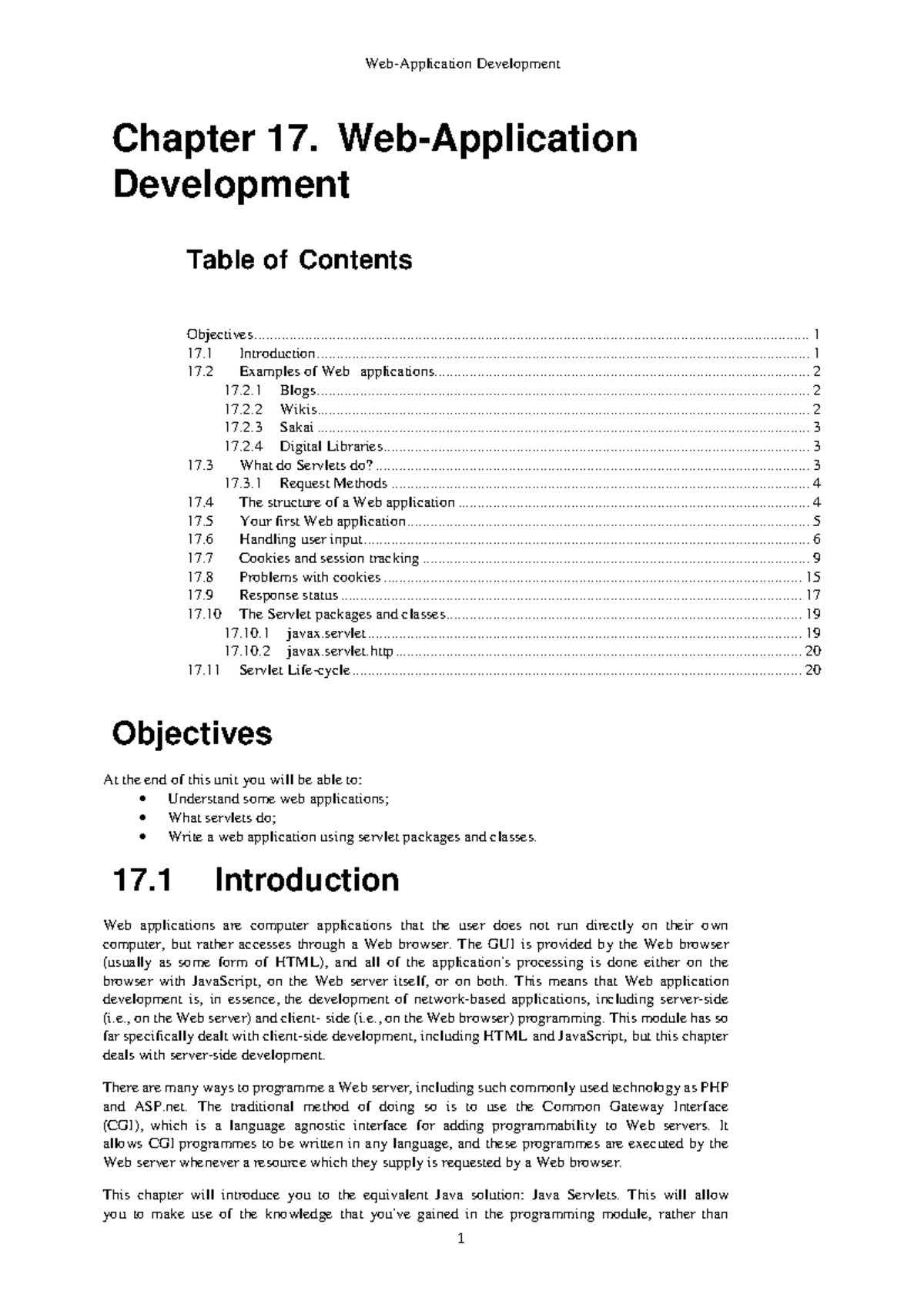 Web applications notes 2 - Chapter 17. Web-Application Development ...