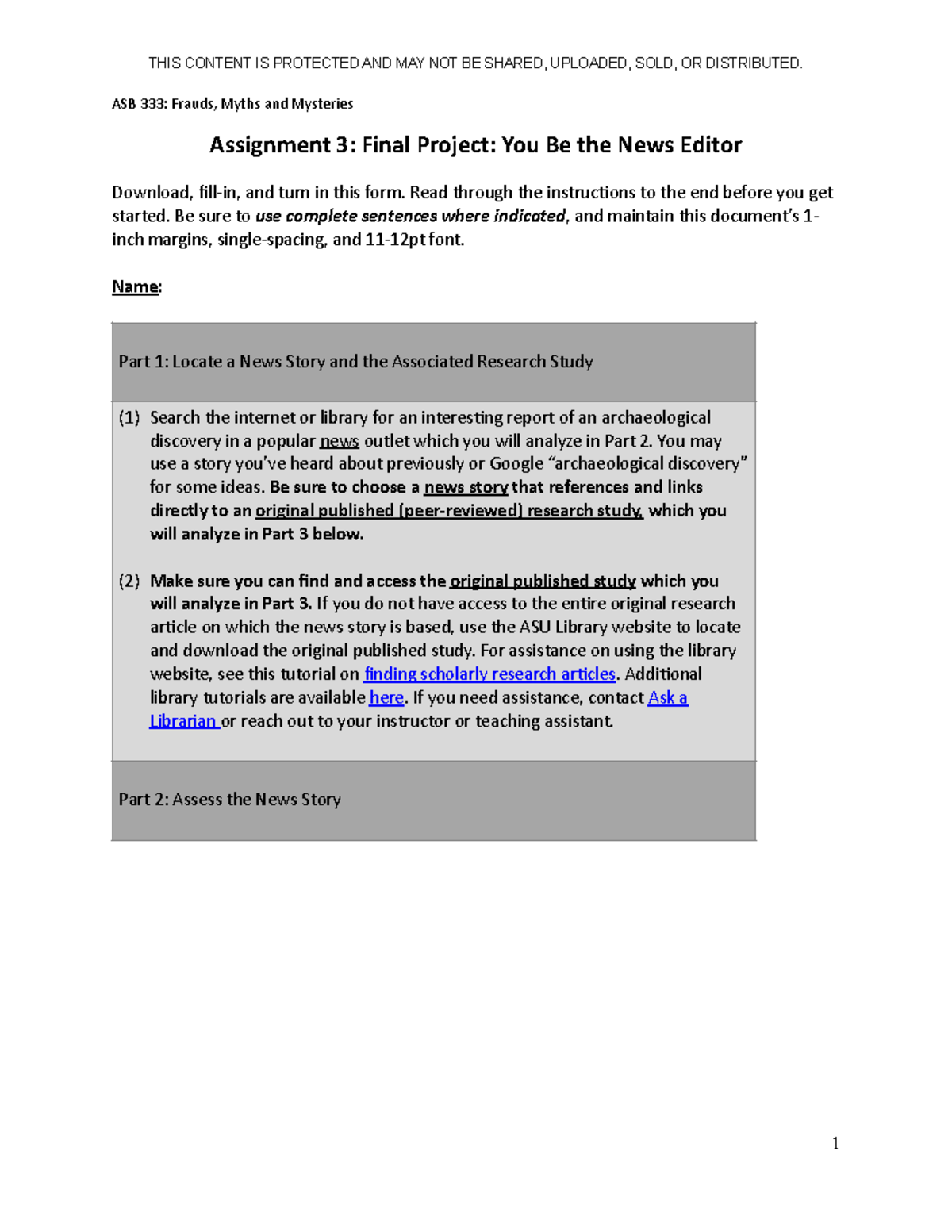 ASB assignment 3 - ASB 333: Frauds, Myths and Mysteries Assignment 3 ...