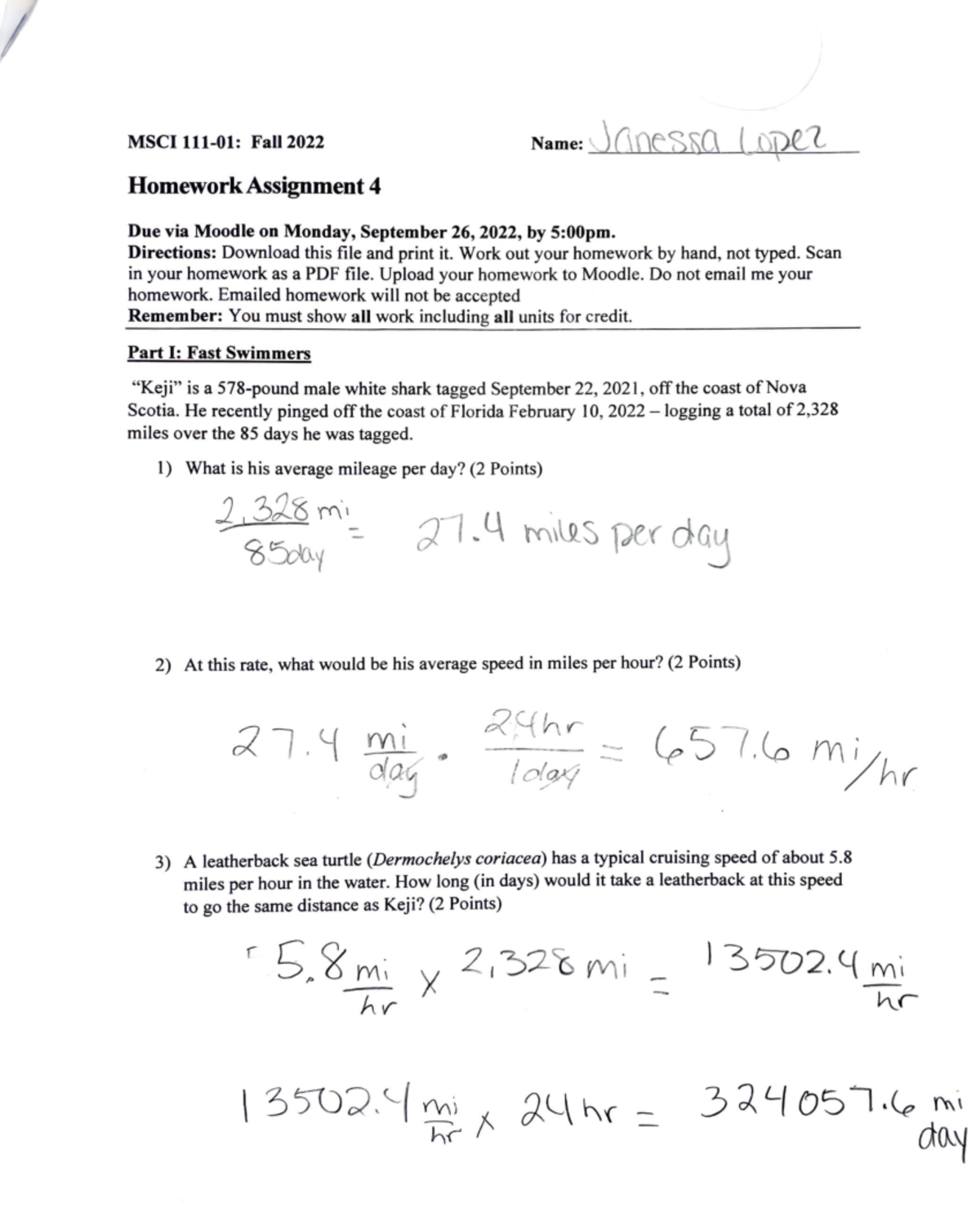 Homework 4 - I MSCI 111-01: Fall 2022 Homework Assignment 4 Name: J nae SEO ( ())i,L Due via ...