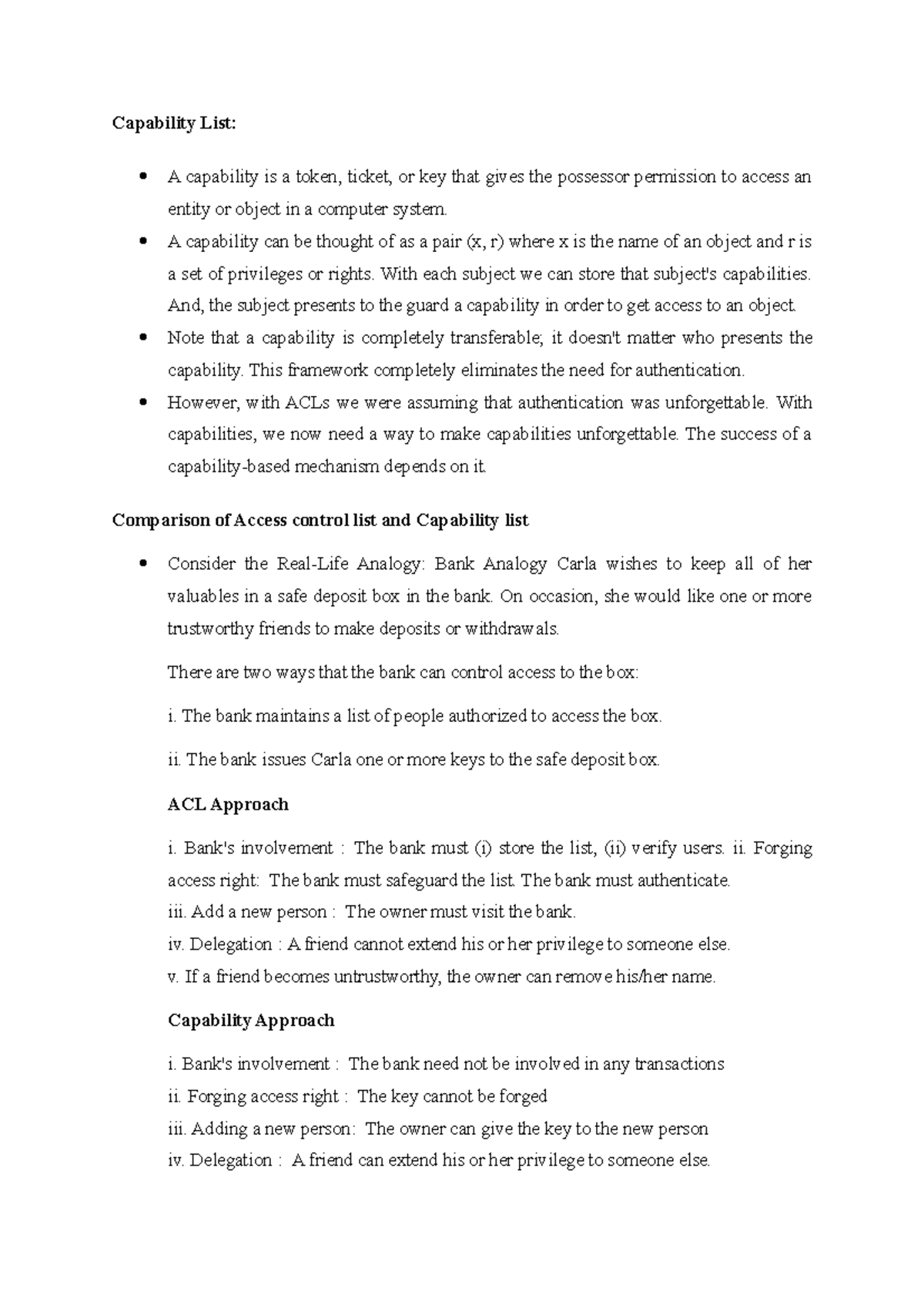 Capability List - Access control matrix - Capability List: A capability ...