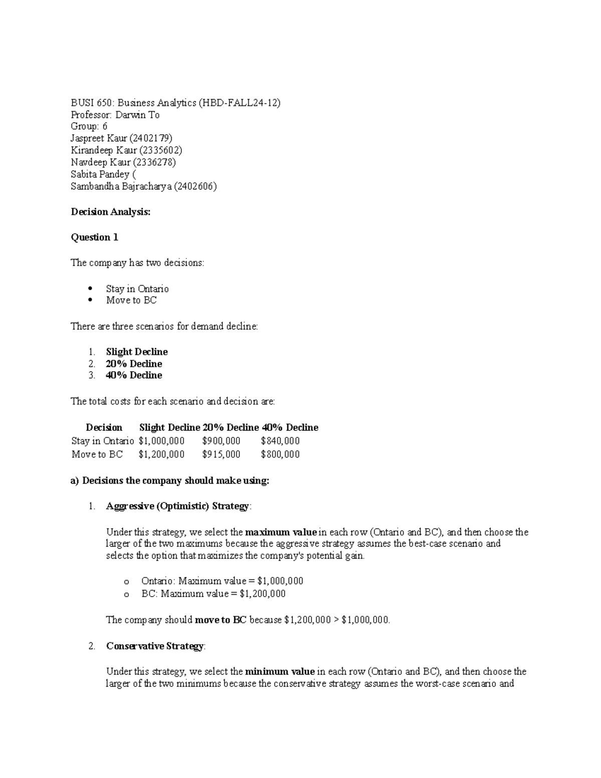 BUSI 650-group 6 - week 2 assignment - BUSI 650: Business Analytics ...