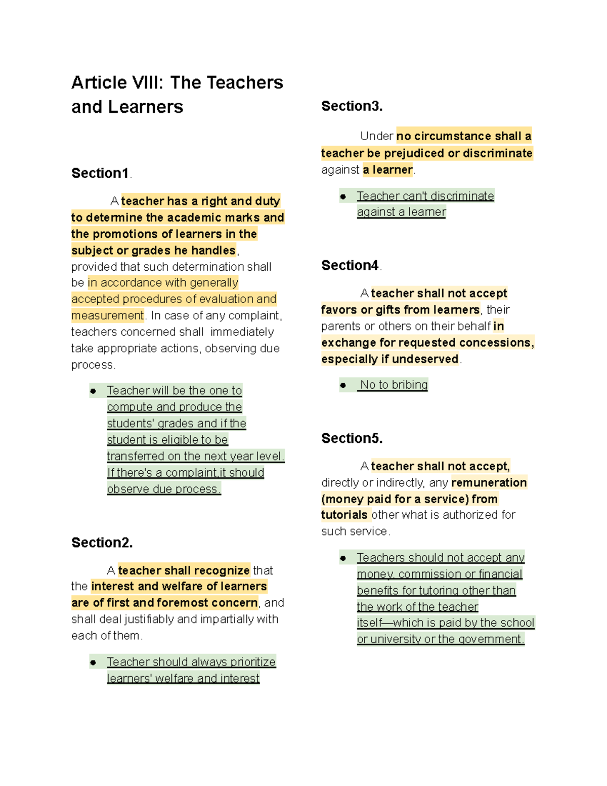 Article VIII Section 1 9 Code of Ethics for teacher - Article VIII: The ...