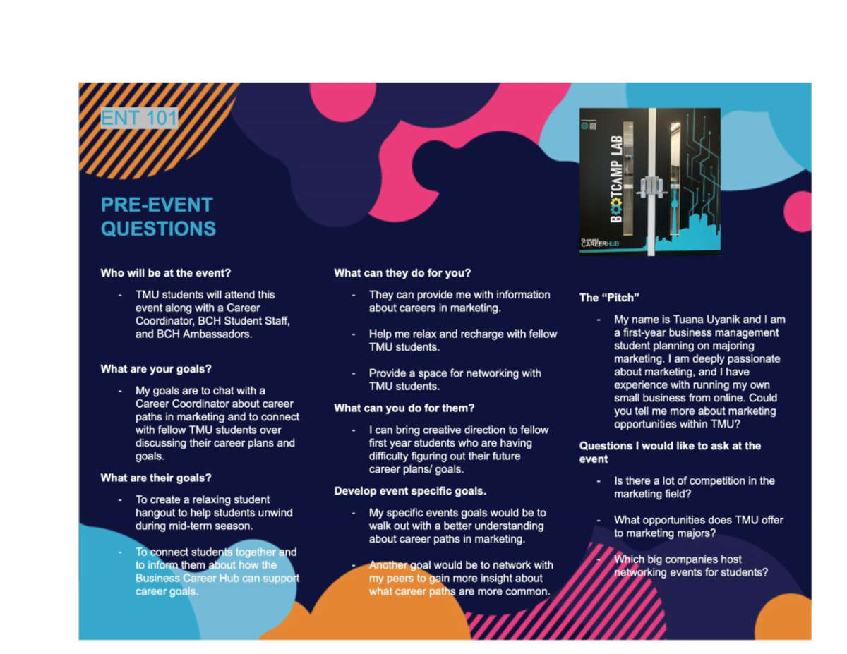 networking ass. - ENT 101 QUESTIONS CAREERHUB Who will be at the event ...