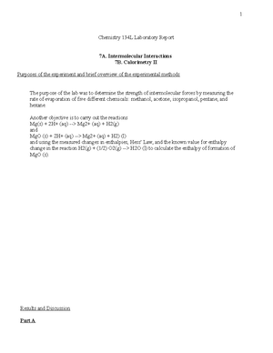 Ex 4 Vanadium - Lab report 4 - Chemistry 134L Laboratory Report ...