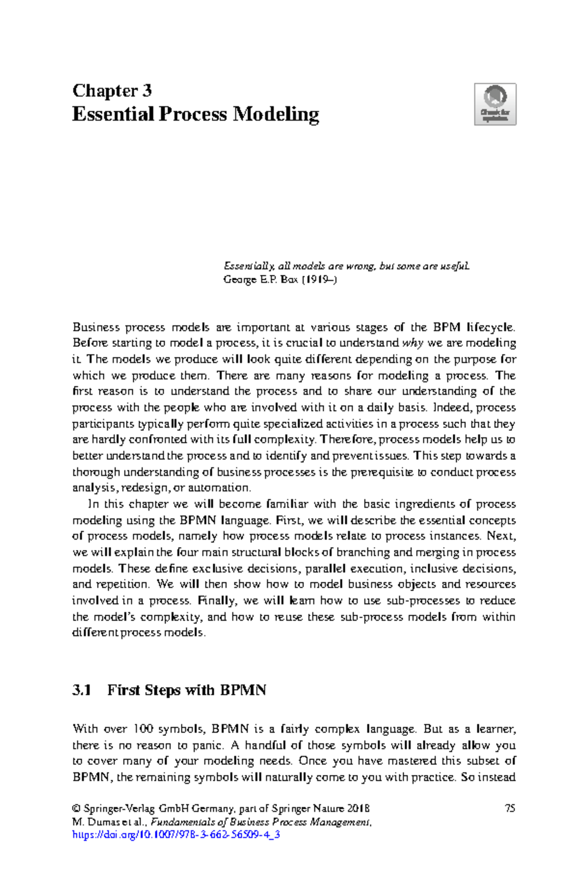 Dumas 2018 Chapter 3 Essential Process Modeling - Chapter 3 Essential ...