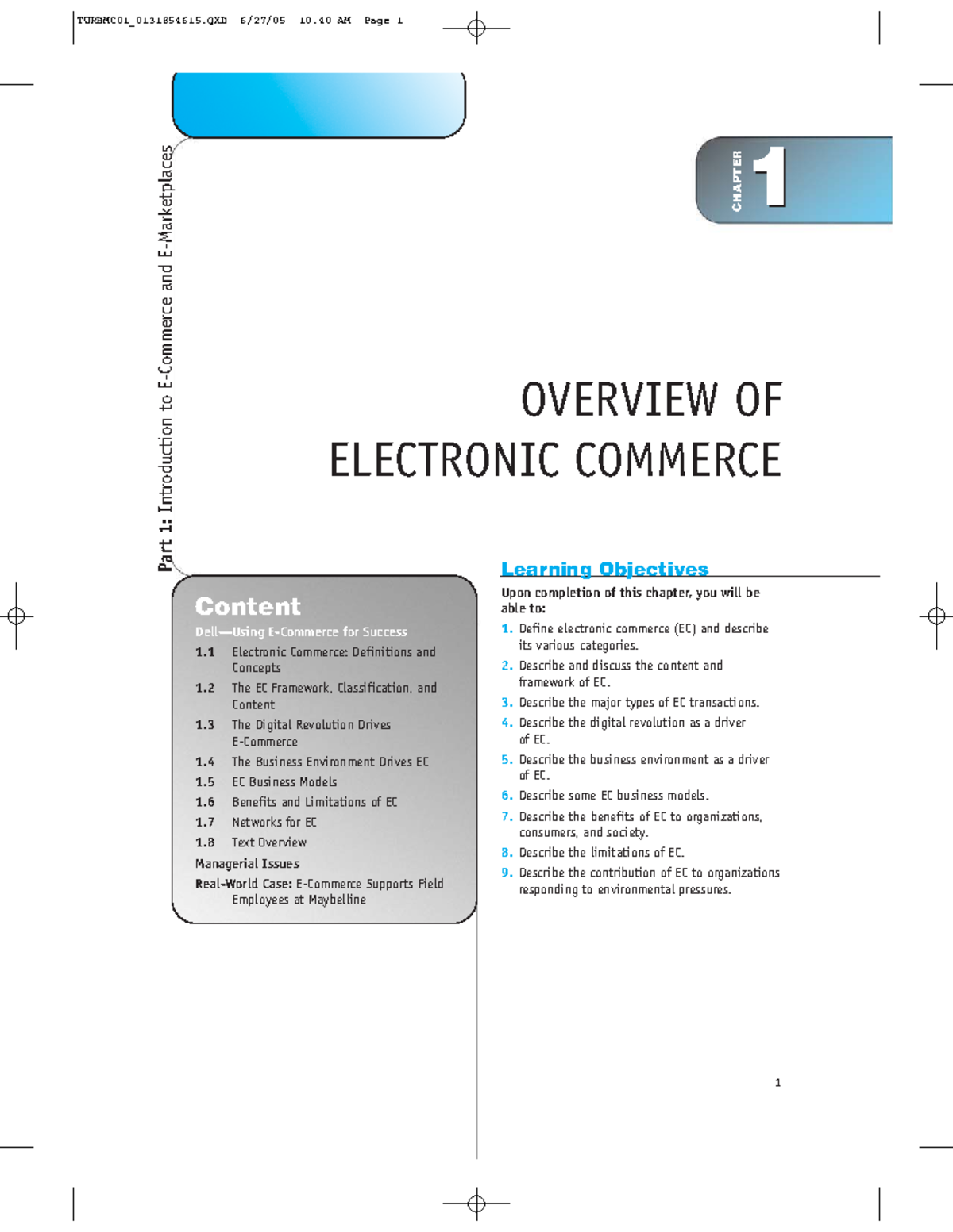 Turban Ch01 - E-commerce systems - Part 1: Introduction to E-Commerce and E-Marketplaces ...