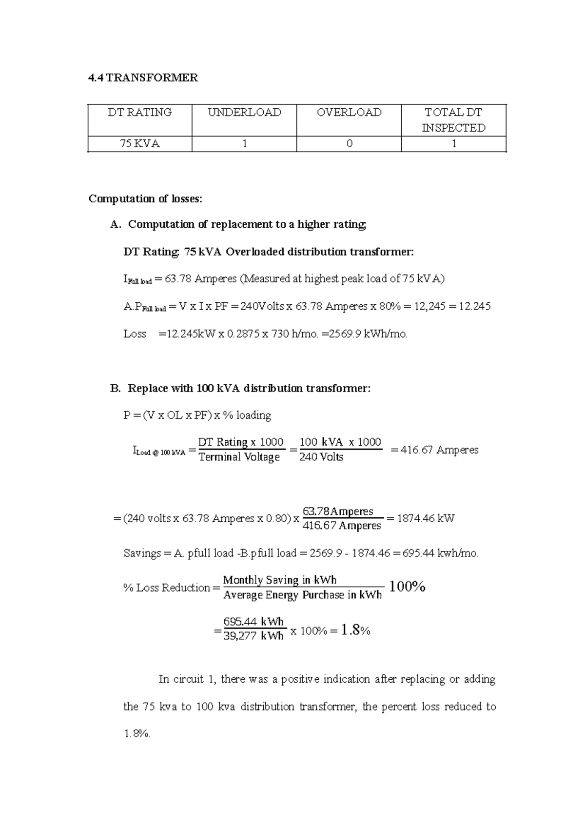 Transformer Computation 2 4 Transformer Computation Of Losses A Computation Of Replacement