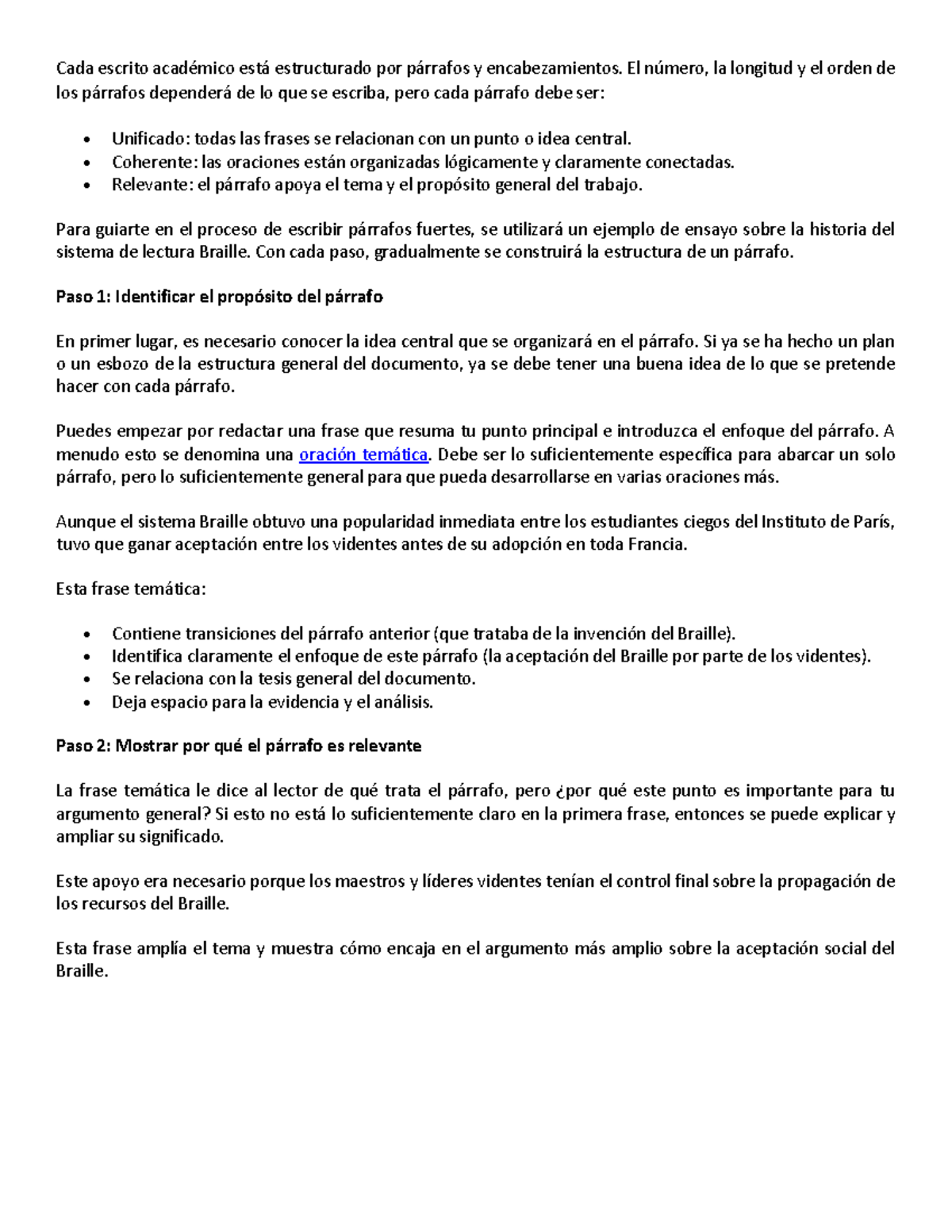 Producción escrita Párrafos - Cada escrito académico está estructurado ...