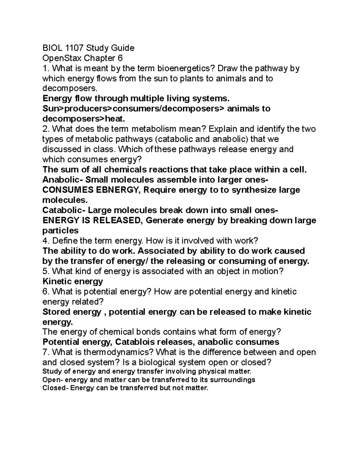 Chapter 6 study stax - BIOL 1107 Study Guide OpenStax Chapter 6 What is ...