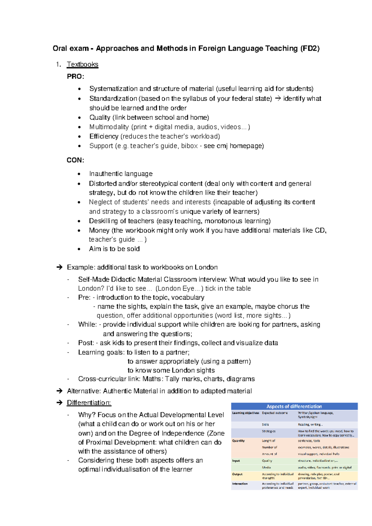 Oral exam notes - Vorbereitung für mündliche Prüfung, Zusammenfassungen ...