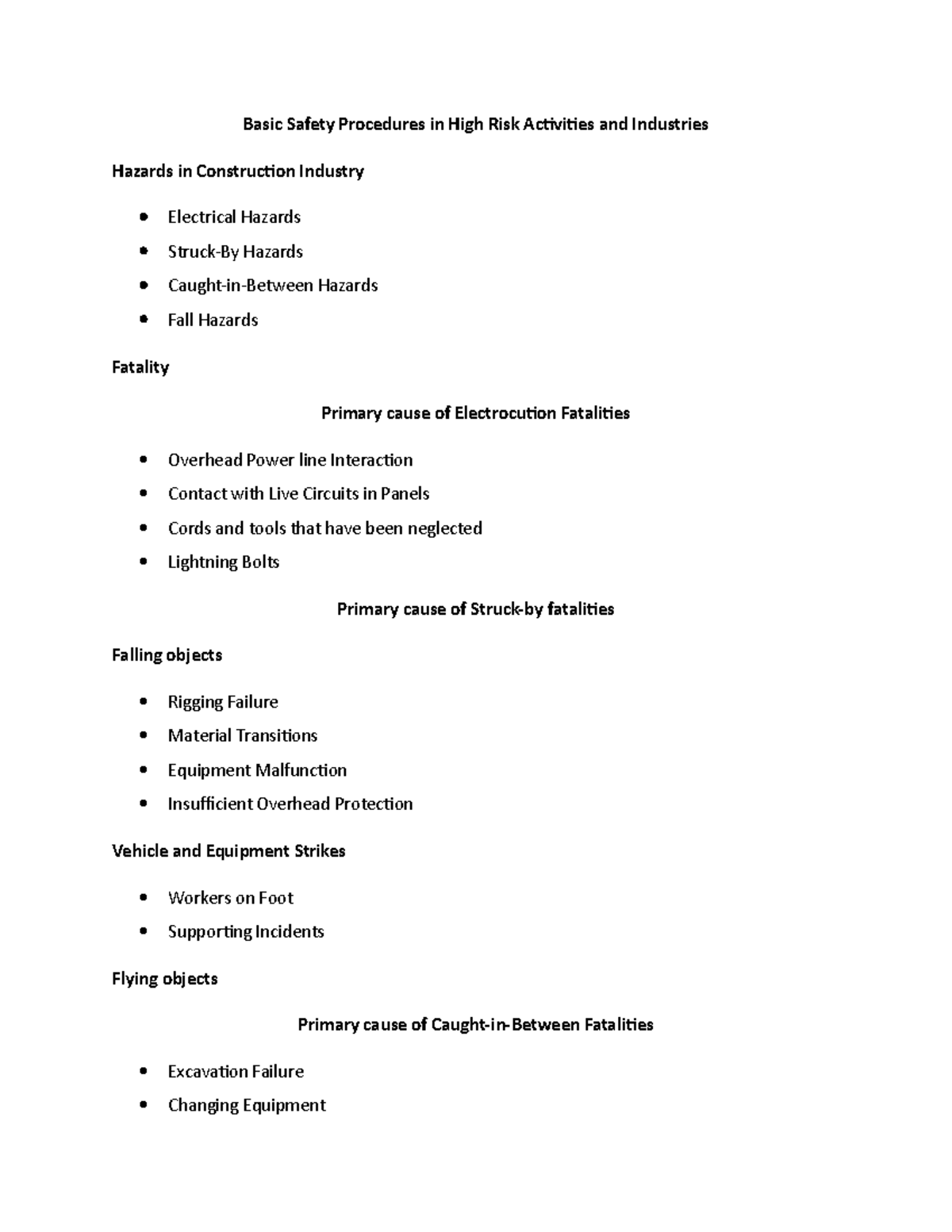 NSTP Basic Safety Procedures in High Risk Activities and Industries ...