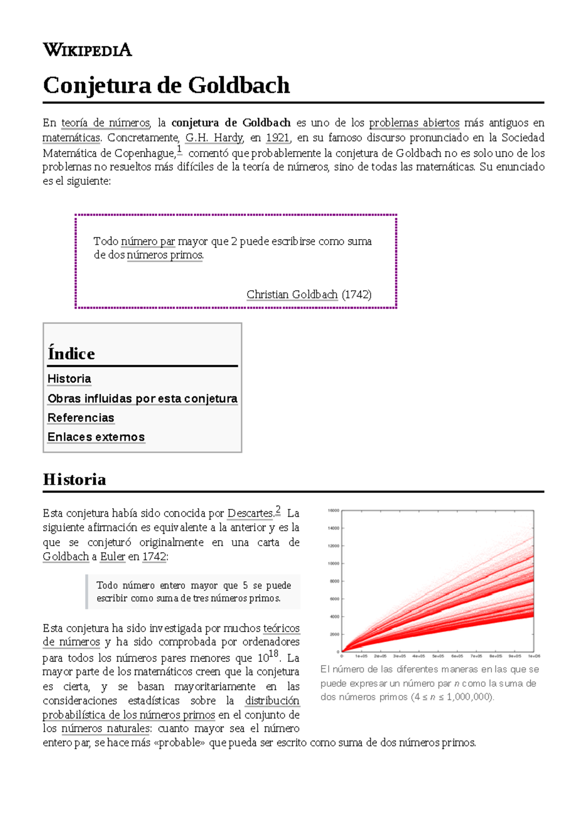 Conjetura de Goldbach - El número de las diferentes maneras en las que ...