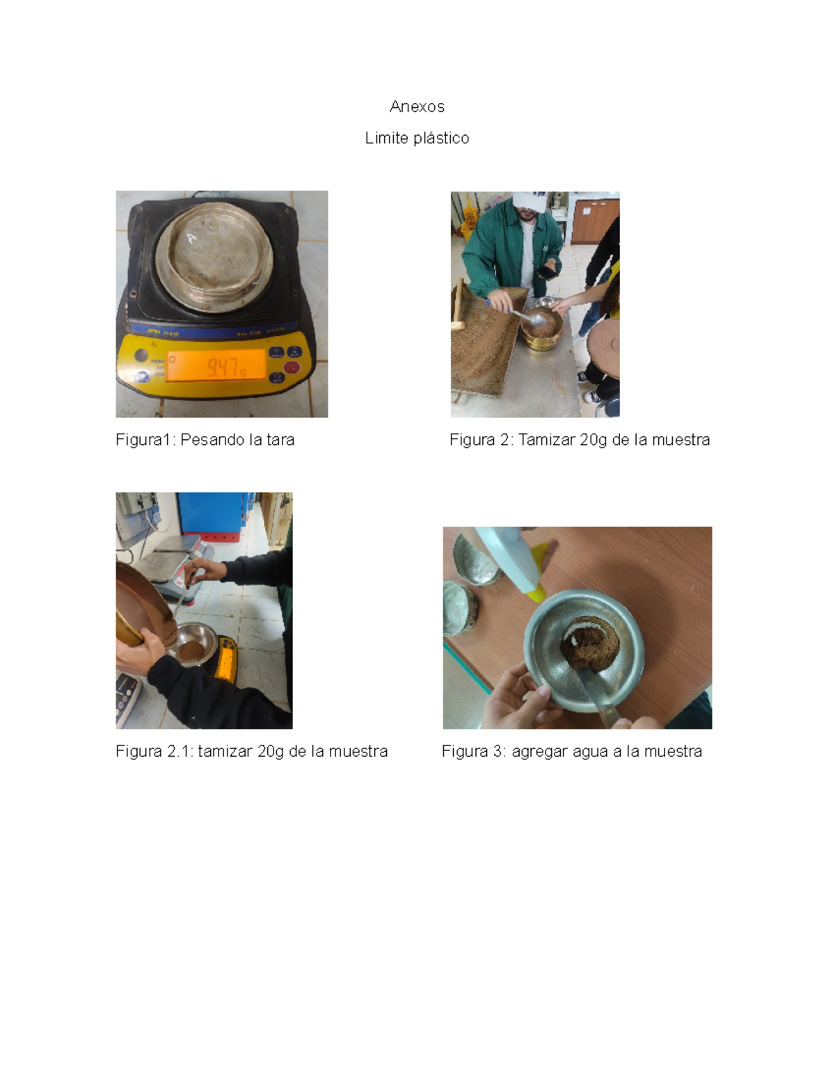 Anexos limite de atterberg - Anexos Limite plástico Figura1: Pesando la ...