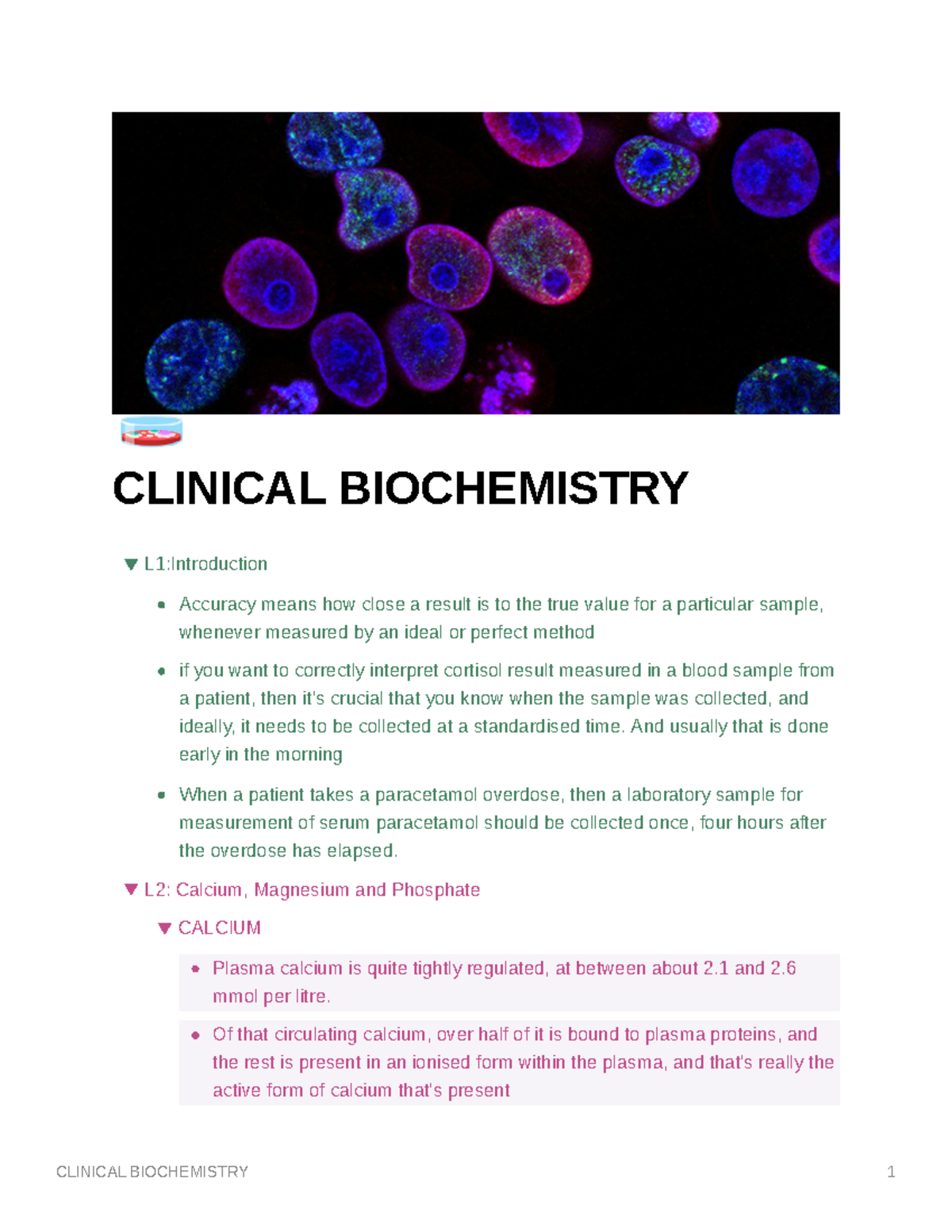 Clinical biochemistry SBCP - CLINICAL BIOCHEMISTRY L1:Introduction ...